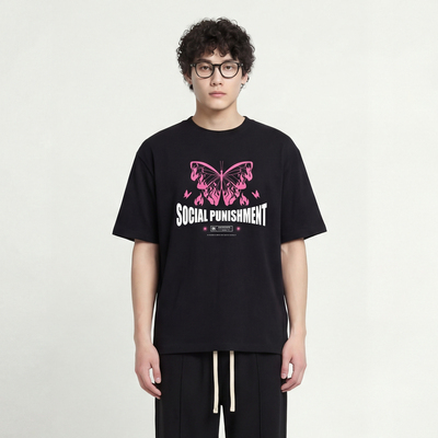 火焰蝴蝶印花短袖高街潮牌宽松