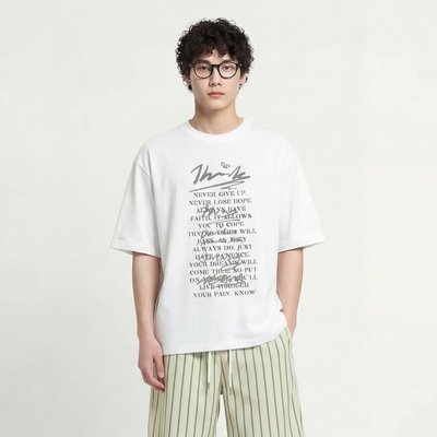 手写涂鸦街头风印花短袖重磅棉