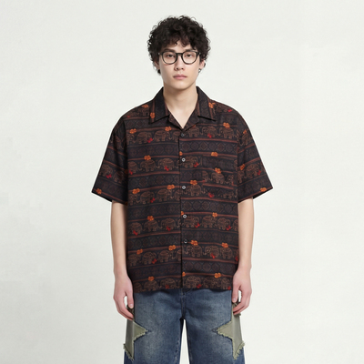 象群路过宽松休闲百搭短袖衬衫