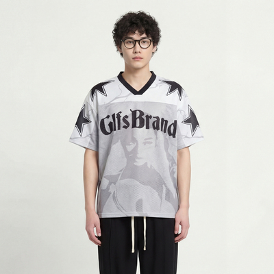 破碎感人物暗黑系宽松短袖T恤