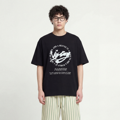 圆形涂鸦潮牌印花T恤宽松上衣