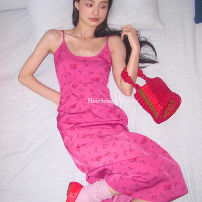 Heirloom玫瑰碎花度假吊带连衣裙