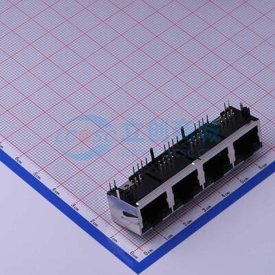 以太网连接器(RJ45 RJ11) RJHSE538404 插件 4 带LED 有屏蔽 弯插