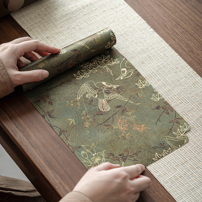 古风绿色茶席扎染干泡席