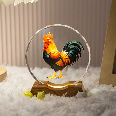 大红公鸡水晶摆件入户玄关装饰