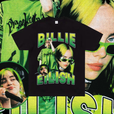 Billie Eilish 碧梨个性款 BAD GUY 涂鸦 纯棉 圆领 短袖 T恤衫