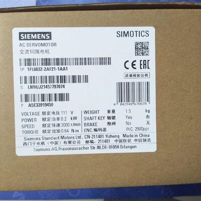 V90电机S-1FL6 工作电压 230 V三相交流1FL6032-2AF21-1AA1