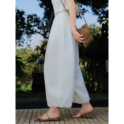 麻霖苎麻天丝清凉显瘦灯笼裤