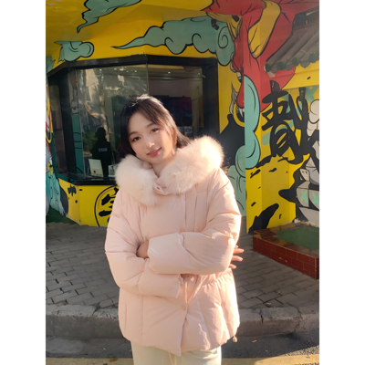 狐狸毛领95白鸭绒羽绒服外套
