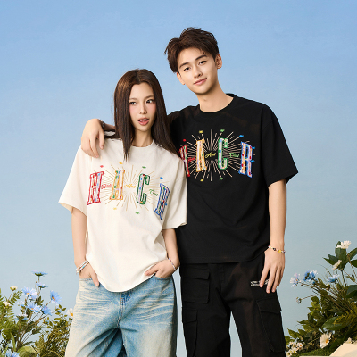 HACR｜harshandcruel彩虹星星刺绣情侣宽松国潮短袖T恤男女