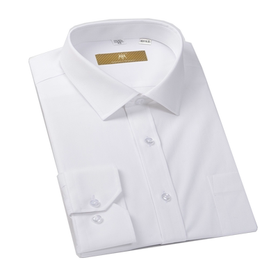【100S】开开男士高支全棉长袖易打理白色衬衫休闲商务衬衫