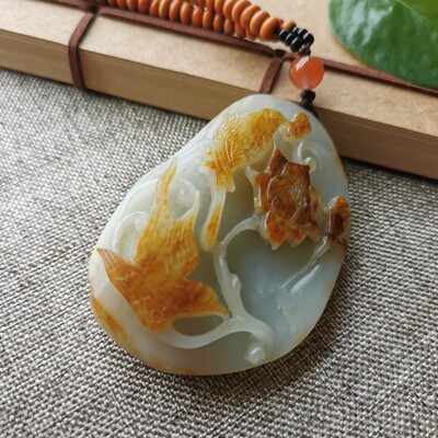 初见籽玉85.2g喜事连连手把件 新疆和田玉籽料枣红皮独籽原石新款