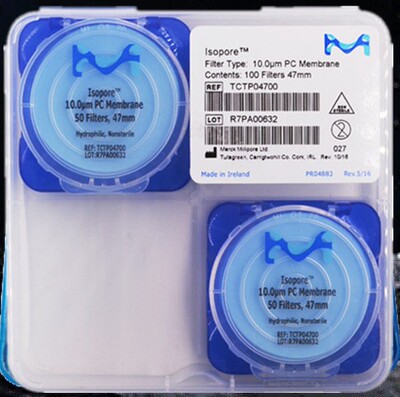Meck Millipore密理博 孔径10um 表面聚碳酸酯 PC滤膜TCTP02500 25mm / TCTP04700 100片/盒  47mm