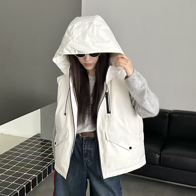 新款羽绒马甲女工装款