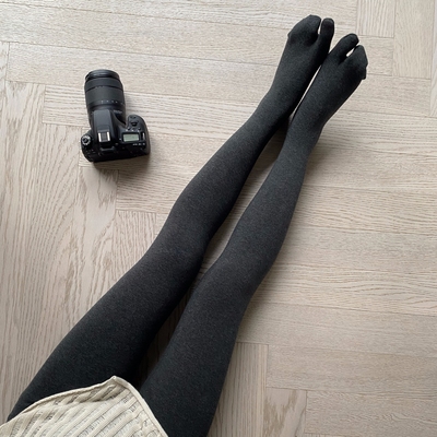 平纹分趾袜麻灰色连裤袜秋冬加厚