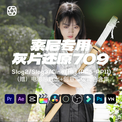 Sony索尼灰片还原709转换LUT预设剪映PR达芬奇HLG/slog/cine调色