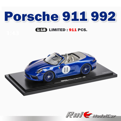 预1:18 保时捷原厂911 992 Carrera敞篷#11 2024泛美拉力赛车模