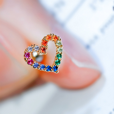 韩国产彩虹微镶钻耳骨钉flat钉