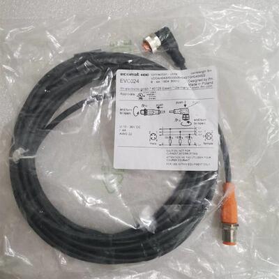 全新原装IFM连接线 EVC024 公母头 M12 4芯 5米 母弯头现货