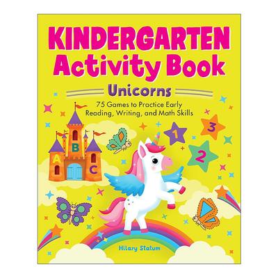 英文原版 Kindergarten Activity Book Unicorns 幼儿园活动书 独角兽 早期阅读 写作和数学等益智游戏练习 Hillary Statum 英文版