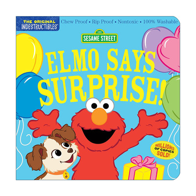英文原版 Sesame Street Elmo Says Surprise! 咬咬书芝麻街系列 艾莫尔的惊喜 英文版 进口英语原版书籍