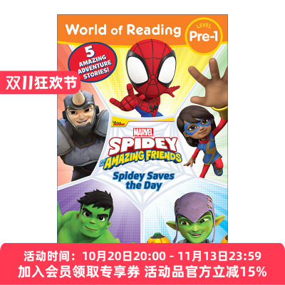 迪士尼阅读世界 5个故事合辑 英文原版 World of Reading Spidey Saves the Day Spidey and His Amazing Friends Pre-Level 1
