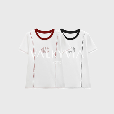【Valkyvia/悠悠奢品】重工烫钻短袖T恤2026春夏百搭上衣#68909