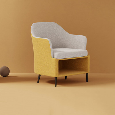 设计师创意单人沙发椅公司会议洽谈接待椅带收纳储物现代休闲椅