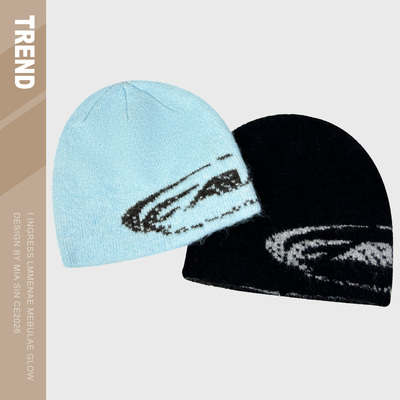 韩国提花软糯含羊毛情侣针织帽子