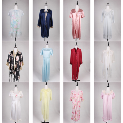 SQ142古着vintage日系花边中古居家内搭中长款蕾丝网纱甜美睡衣