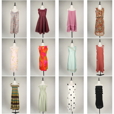 LK22古着vintage日系文艺复古风碎花中古设计款中长款夏季连衣裙