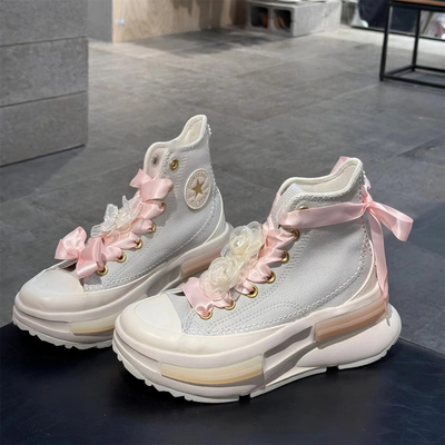 匡威雏菊灰粉夹心厚底帆布A10075