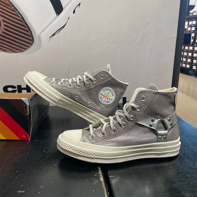 匡威CONVERSE 1970S银色复古彩虹底中性高帮休闲帆布鞋 A10214C