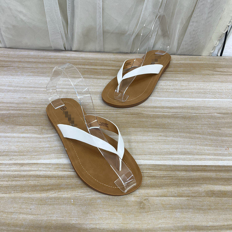 外贸原单女鞋时尚shoes工厂优惠圆头纯色日常休闲平底夹趾拖鞋