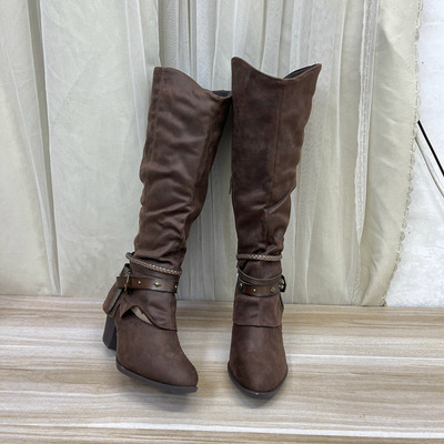 长靴内里加棉简约时尚侧拉链