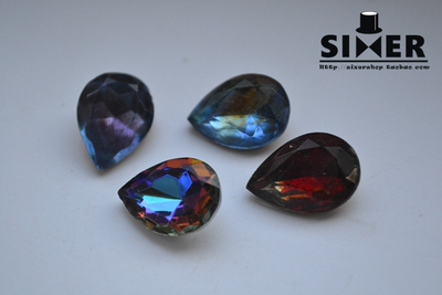 美国进口尖底老货年代款炫彩水滴宝石片 手作素材18*13MM【杂】