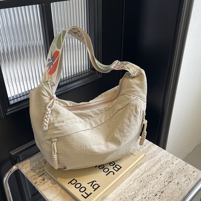 新款轻便帆布休闲斜挎骑行饺子包