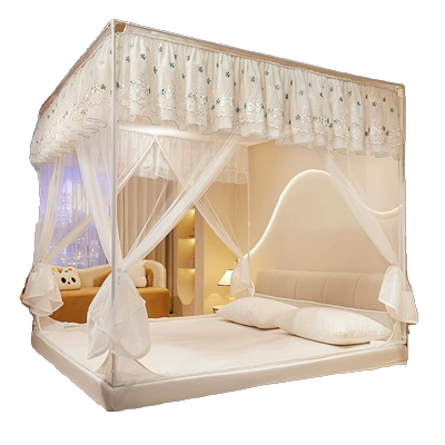 床笠款儿童防摔蚊帐1.5x1.9m回底150x190双人床2米全底蒙古包纹账