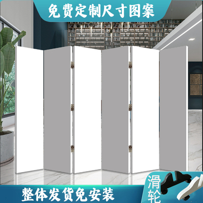 纯色深色可移动滑轮屏风隔断