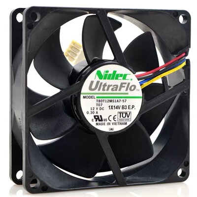 NIDEC 8CM 8025 T80T12MS1A7-57/51 T07 12V 0.30A 机箱散热风扇