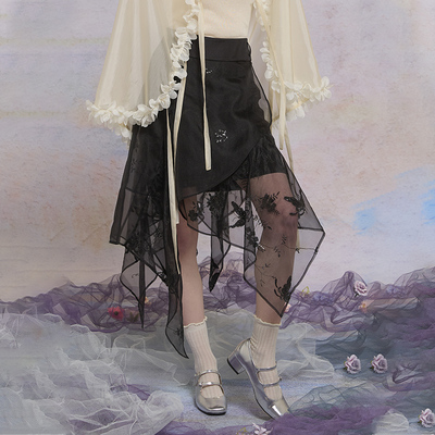 重工刺绣中长款半身裙