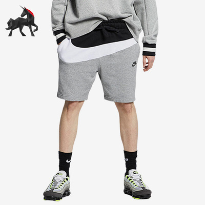 Nike/耐克正品男子大Logo拼接松紧腰五分短裤AR3162-091