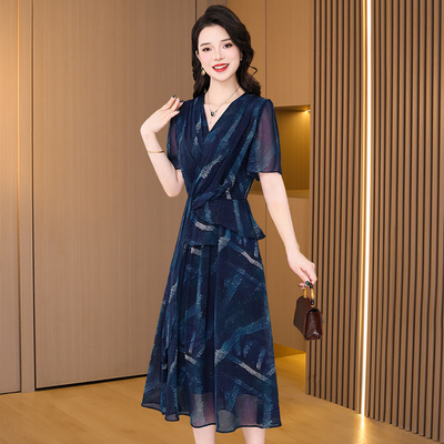梦晚冰丝假两件套连衣裙女夏2026