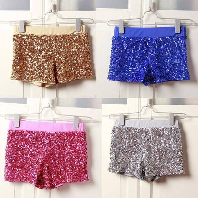 Solid sequin elastic waist bottomed shorts纯色亮片弹力腰短裤