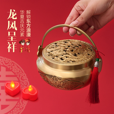 龙凤呈祥手炉非纯铜火炉结婚火铳脚炉子孙桶家用室内香炉旺夫炉