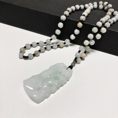 D239# 天然翡翠梅花竹节吊坠 节节高 毛衣链 47.8*26*7mm