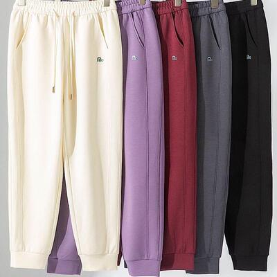 樱花轻奢女卫裤25105女生运动裤2025春季新款休闲裤束脚长裤子黑