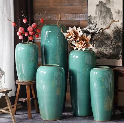 中式花瓶摆件插花器陶落地大花瓶