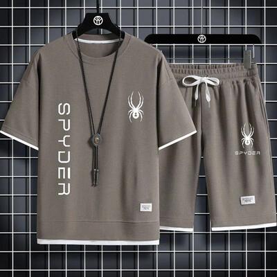 SPYDER Korean Mens Tracksuit Short Sleeve T-shirts And Spor