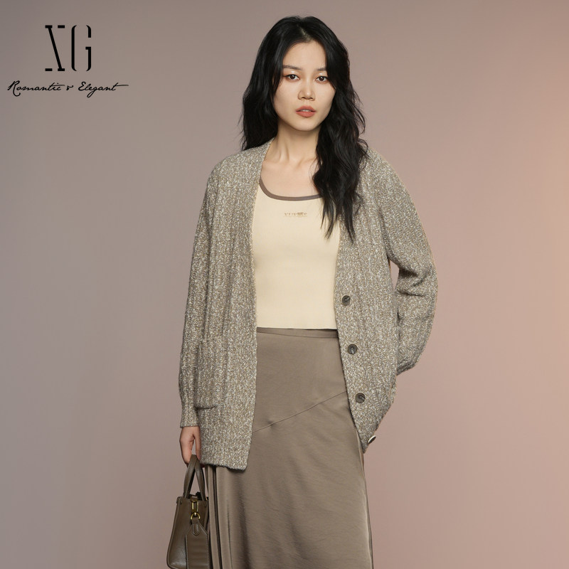 XG/雪歌2025年秋季新款百搭休闲修身显瘦针织背心女XK311013A191